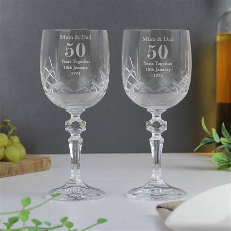 Personalised 40th Anniversary Pair Of Crystal Wine Glasses By Uniqueful