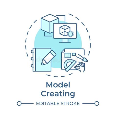 model creating soft blue concept icon stock illustration illustration