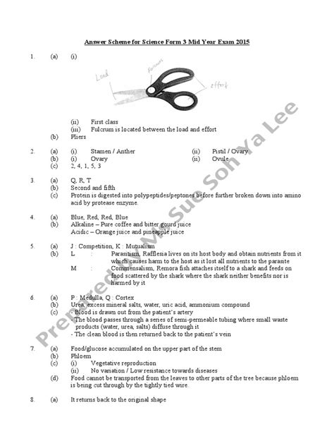 Answer Scheme For Science Form 3 Mid Year Exam 2015 Pdf Tiger