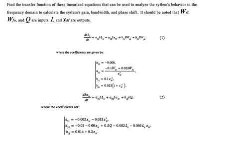 Solved Find The Transfer Function Of These Linearized Chegg