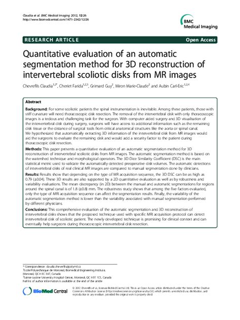 Pdf Quantitative Evaluation Of An Automatic Segmentation Method For