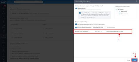 how to set a minimum and maximum limit of goals objectives to be set