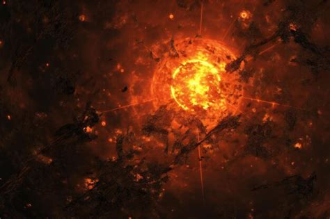 Premium Ai Image Fiery Sun In Space