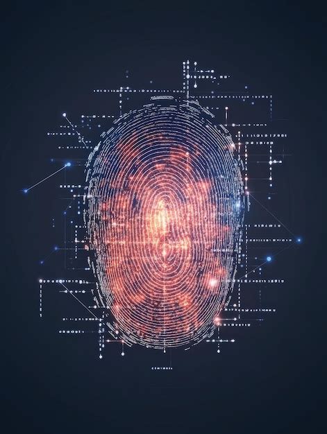 Illuminated Digital Fingerprint Surrounded By Binary Code Representing
