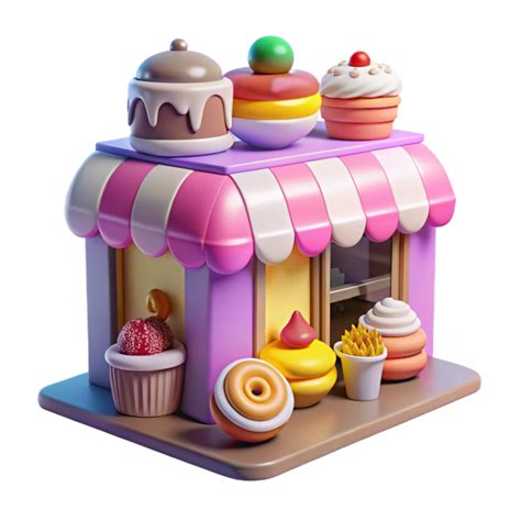 3d Dibujos Animados Pastelería Tienda Ilustración 56766643 Png
