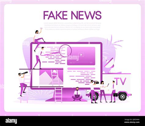 Fake News On Laptop Screen Scanning With Magnifying Glass Stock Vector Image And Art Alamy