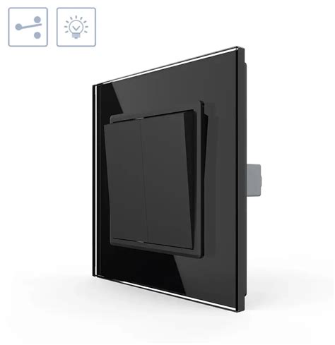 Interruptor Duplo Espelho Preto Vidro Temperado Biano