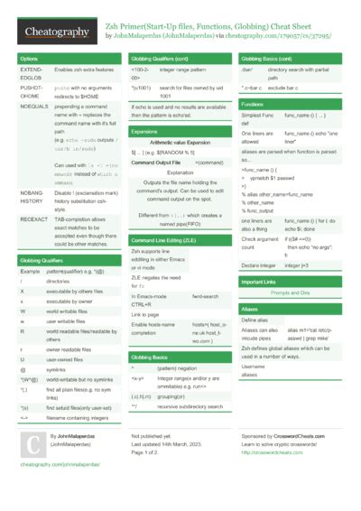 1 Globbing Cheat Sheet Cheat Sheets For Every Occasion