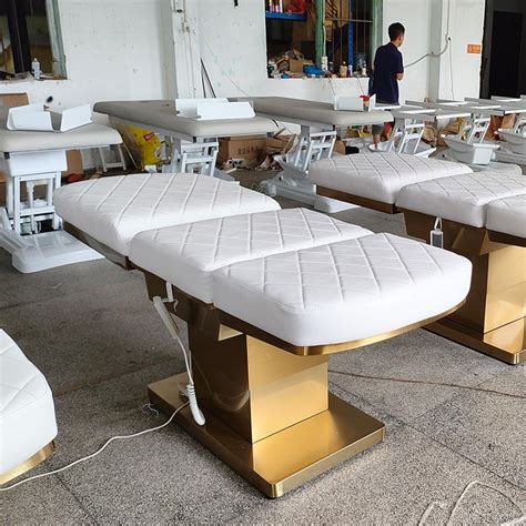 Wholesale Hicomed 3 Motors Gold Base Luxury Massage Table Treatment Bed