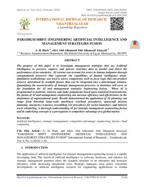 Pdf Paradigm Shift Engineering Artificial Intelligence And Management Strategies Fusion