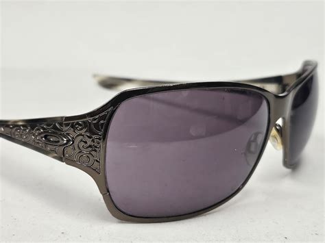 Oakley Script Tortoise Etched Metal Shield Wrap Designer Sunglasses