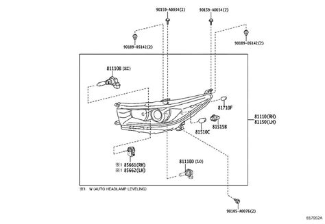 A Detailed Diagram Of The Lexus Headlight Components