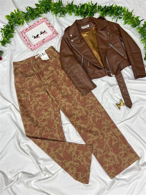 پینک چری کت چرم قهوه ای