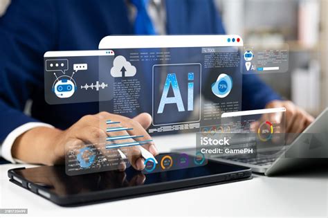 Businessman Use Artificial Intelligence Ai Technology For Enhanced Work Efficiency Data Analysis ...