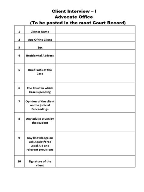 Client Interview Forms Pdf