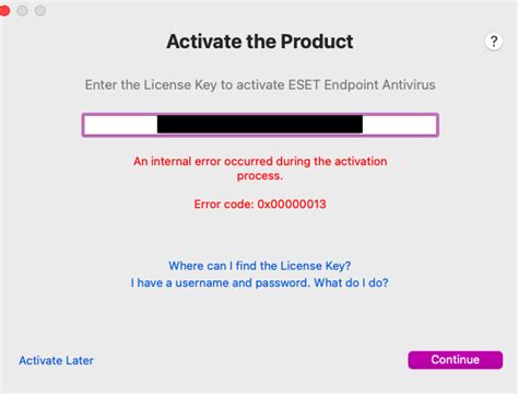 Macos User Cant Activate Eset Endpoint Antivirus Error Code