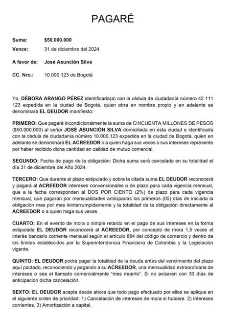 Pagaré Qué Es Características Y Ejemplo Descarga Formato