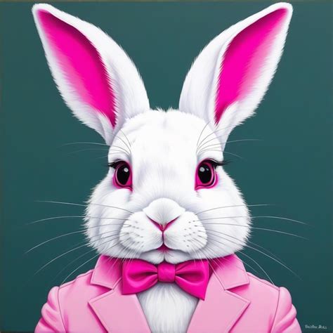 Premium Photo Illustration Of A Cute Pink Rabbit