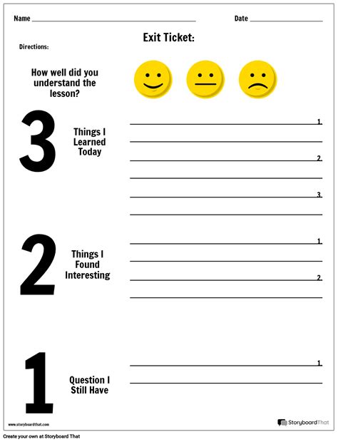 Exit Ticket 3 2 1 Med Självförtroende Storyboard