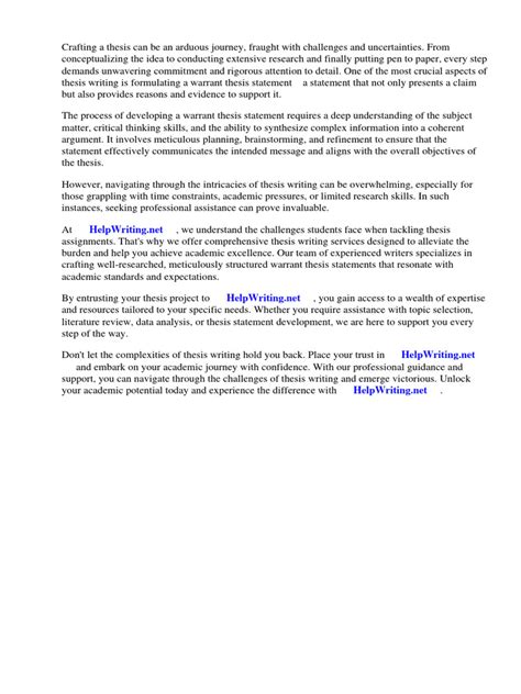 Warrant Thesis Statement Pdf Essays Argument