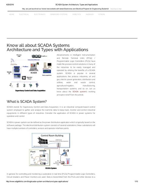 Scada System Architecture Types And Applications