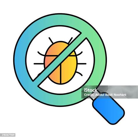 bug detection icon a magnifying glass with bug representing quality