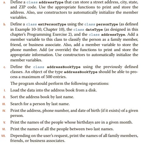 using classes design an online address book to keep