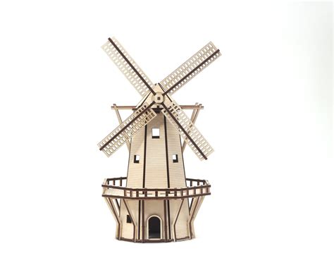 Mini Windmill Wooden Windmill Model Windmill Kit Decorative Windmill
