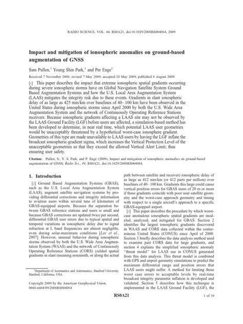 Impact And Mitigation Of Ionospheric Anomalies On Ground Based Pdf