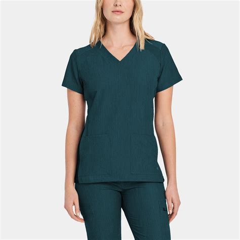 White Cross V Tess 4 Pocket V Neck Scrub Top Caribbean Kindthread