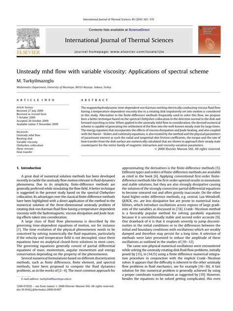 Pdf Unsteady Mhd Flow With Variable Viscosity Applications Of