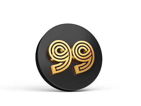 로얄 골드 현대 글꼴 엘리트 3d 자리 문자 99 블랙 3d 버튼 아이콘 3d 그림에 99 프리미엄 사진