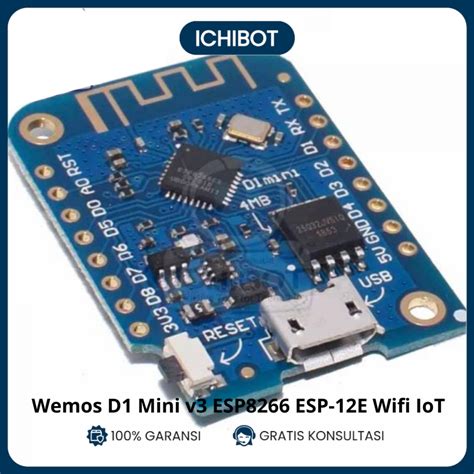 Wemos D1 Mini V3 Esp8266 Esp 12e Wifi Iot Ichibot Store