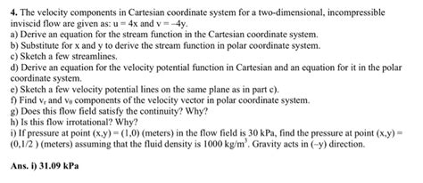 solved the velocity components in cartesian coordinate