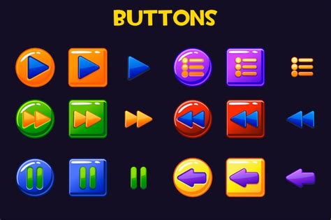 Premium Vector Colorful Game Ui Buttons Cartoon Button