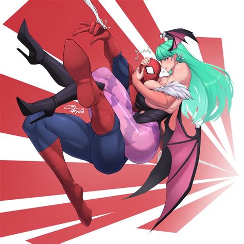 Coolpsyco Morrigan Aensland Spider Man Capcom Darkstalkers Marvel Marvel Vs Capcom