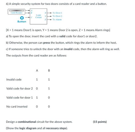 Solved 6 A Simple Security System For Two Doors Consists Of