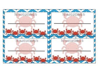 Ocean Theme Reward Punch Cards By Apple Of Their Eye Tpt