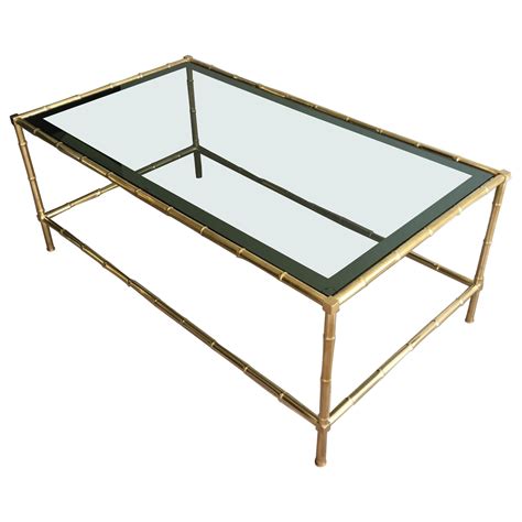 Jacques Adnet Style Vintage Brass And Glass Coffee Table At 1stdibs