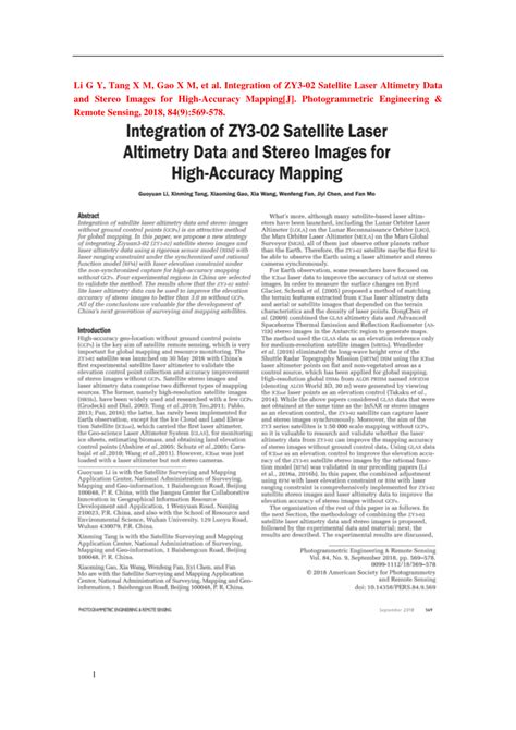 Pdf Integration Of Zy3 02 Satellite Laser Altimetry Data And Stereo