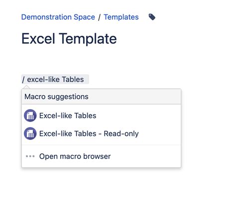 Include Excel Like Spreadsheets In Confluence Page Templates