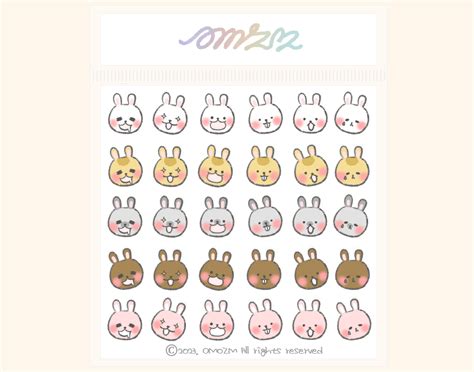 29 포동한 토끼의 일상 표정 얼굴 귀여운 스티커 다이어리 꾸미기 굿노트 스티커 30종 에이블리