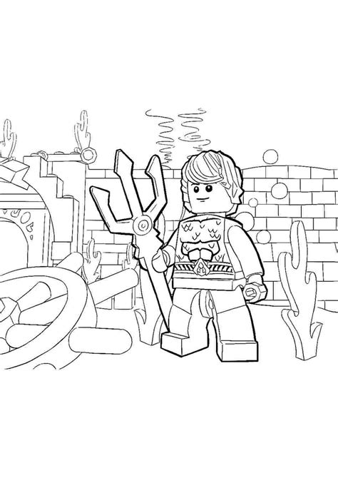 Раскраски Раскраска Раскраска Лего Аквамен с трезубцем распечатать