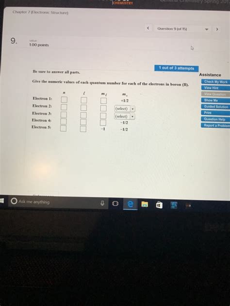 Solved Give The Numeric Values Of Each Quantum Number For