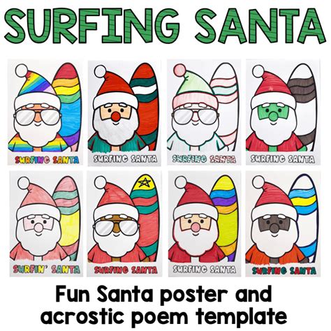 Surfing Santa Summer Christmas Writing Activity Teachie Tings Time Saving Teacher Resources