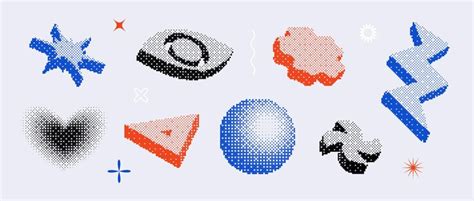 Premium Vector Bitmap Shape Set Dither Halftone Geometric Object Collection Pixelated Eye