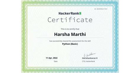 Sri Harsha Marthi On Linkedin Hackerrank Pythonprogramming