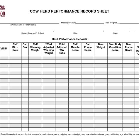Printable Cattle Record Keeping Forms