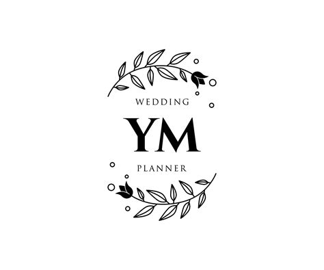Ym Initials Letter Wedding Monogram Logos Collection Hand Drawn Modern Minimalistic And Floral