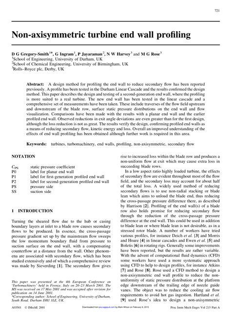 Pdf Non Axisymmetric Turbine End Wall Profiling